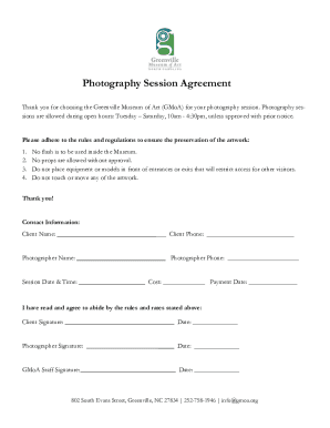Fillable Online Photography Session Agreement Form Template - Jotform ...