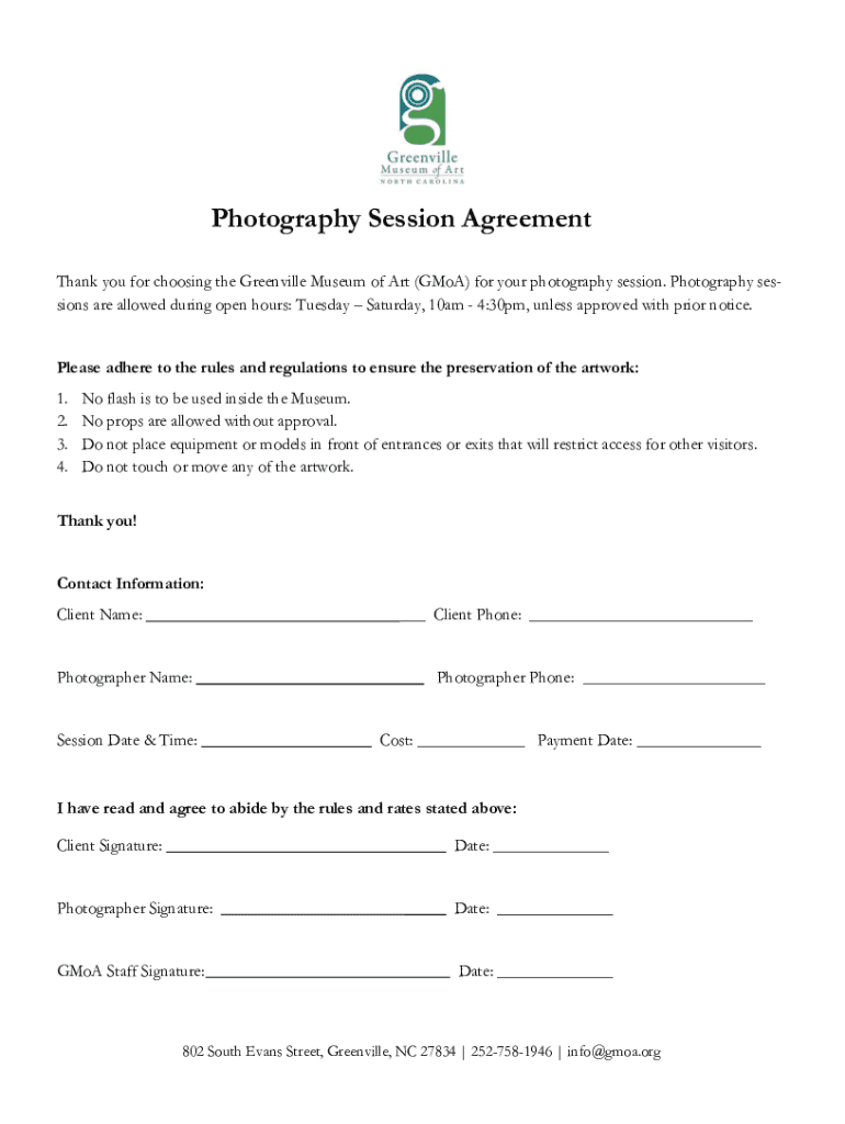 Fillable Online Photography Session Agreement Form Template - Jotform ...