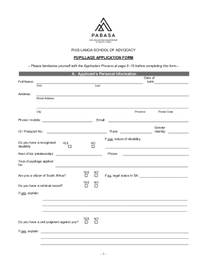 Fillable Online pius langa school of advocacy - pupillage application ...