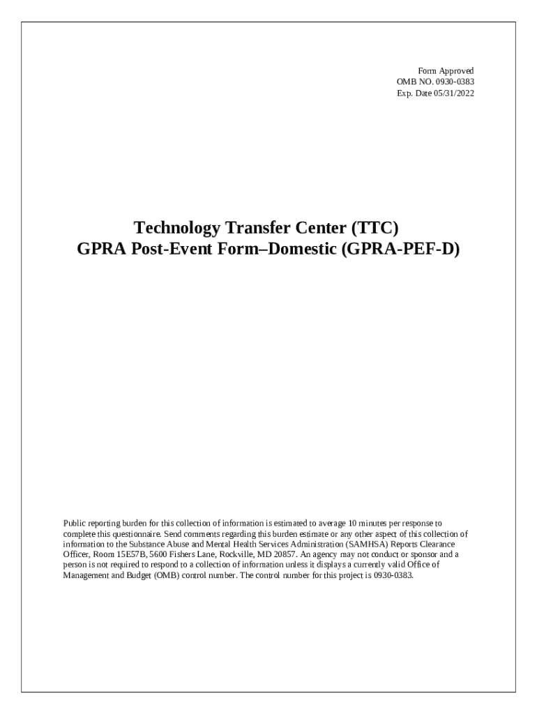 Technology Transfer Center (TTC) GPRA Post-Event - SPARS Doc Template ...