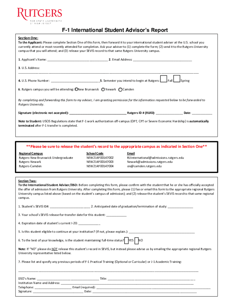 Fillable Online admissions rutgers Welcome to the Manual for Advisors ...