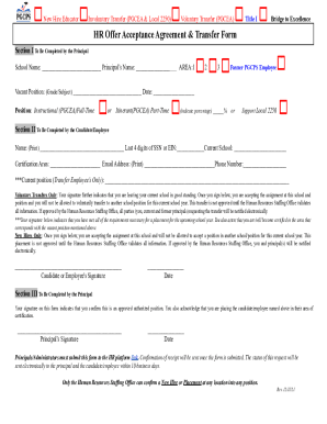 Fillable Online HR Offer Acceptance Agreement & Transfer Form Fax Email ...