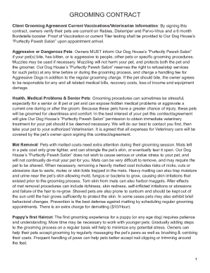 Fillable Online Grooming Agreement Form Fax Email Print - pdfFiller