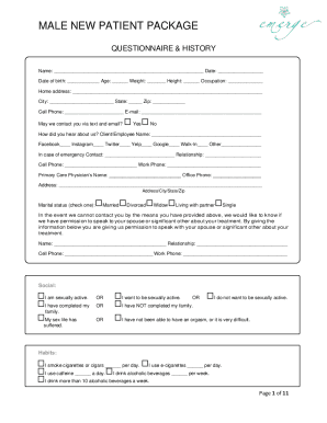 Fillable Online Male Patient Questionnaire & History - Optimal Hormone ...