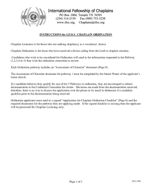 Fillable Online APPLICATION for CHAPLAIN ORDINATION Fax Email Print ...