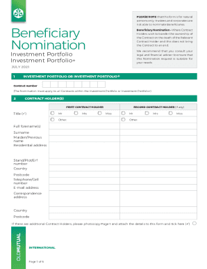 Fillable Online Beneficiary Nomination Fax Email Print - pdfFiller