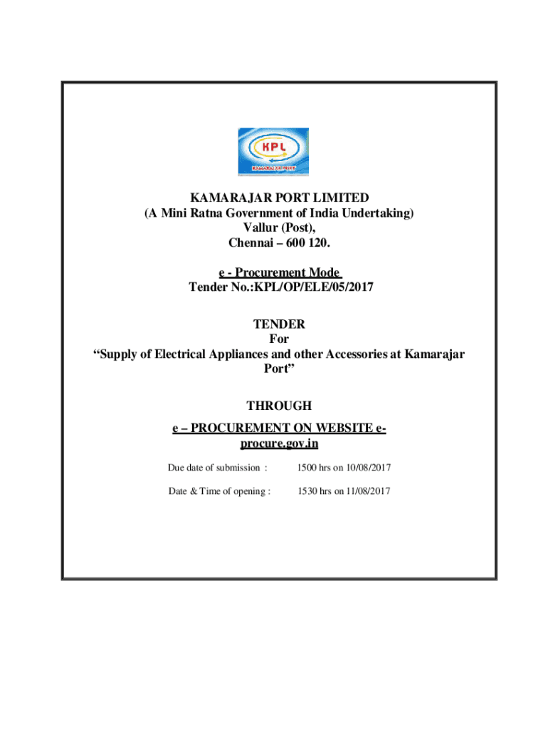 Fillable Online ennoreport nic kamarajar port limited Fax Email Print ...