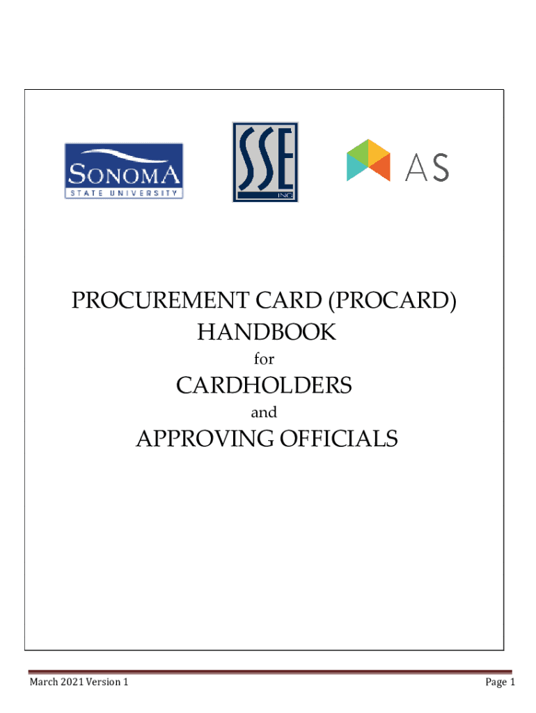 Fillable Online PROCUREMENT CARD (PROCARD) HANDBOOK ... Fax Email Print ...
