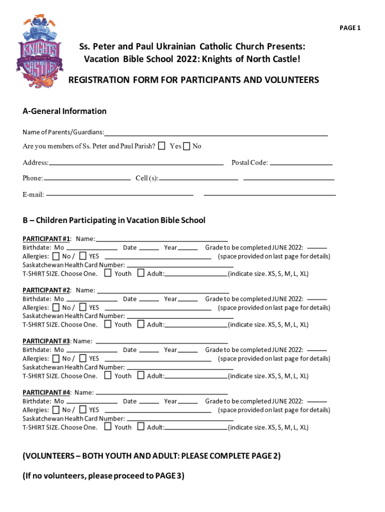 Fillable Online VBS VOLUNTEER Registration Form Fax Email Print - pdfFiller