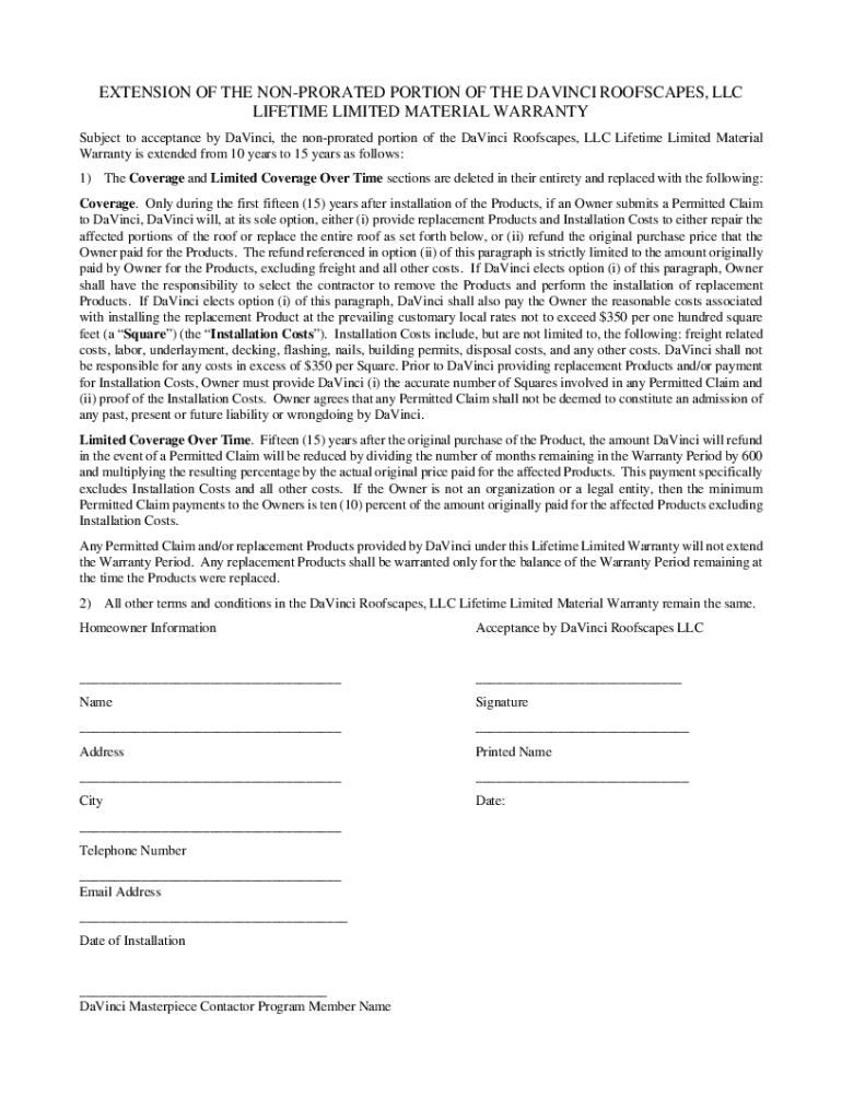 Fillable Online EXTENSION OF THE NON-PRORATED PORTION OF THE ... Fax ...