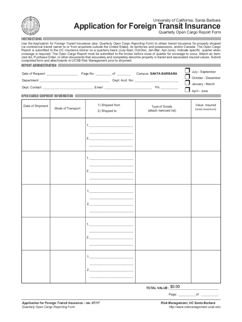 Fillable Online Guide to Reporting Cargo or Transit Insurance Claims ...