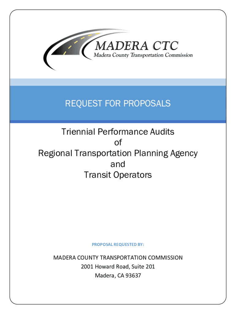 Fillable Online REQUEST FOR PROPOSAL TRIENNIAL PERFORMANCE AUDIT ...