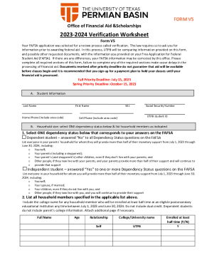 Fillable Online Financial Aid Worksheets and Forms - Office of ...