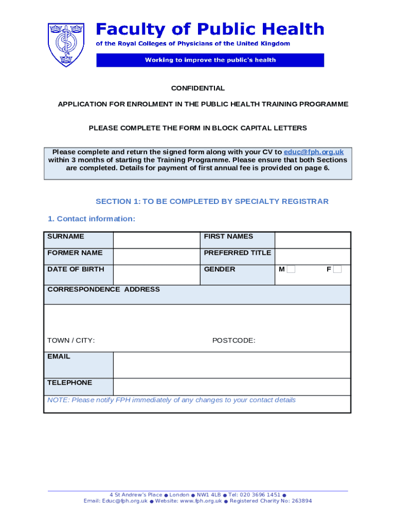 Quick guide to the Faculty of Public Health (FPH) E-portfolio Doc Template | pdfFiller