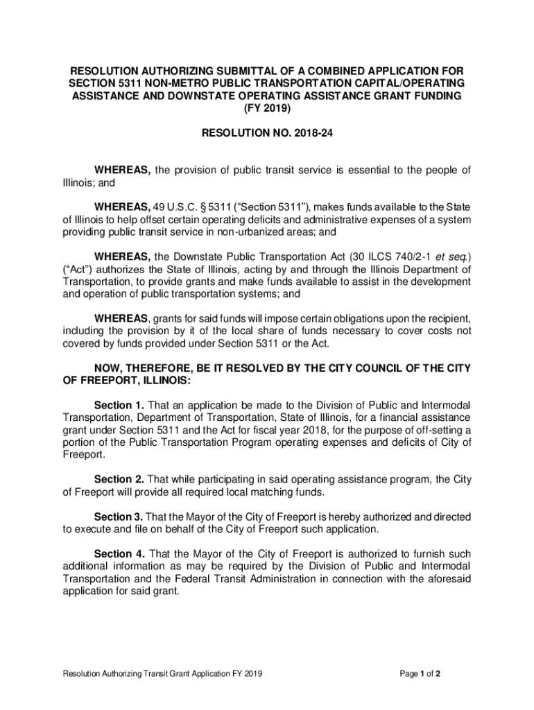 Fillable Online Sample Board Resolution - City of Freeport, Illinois ...