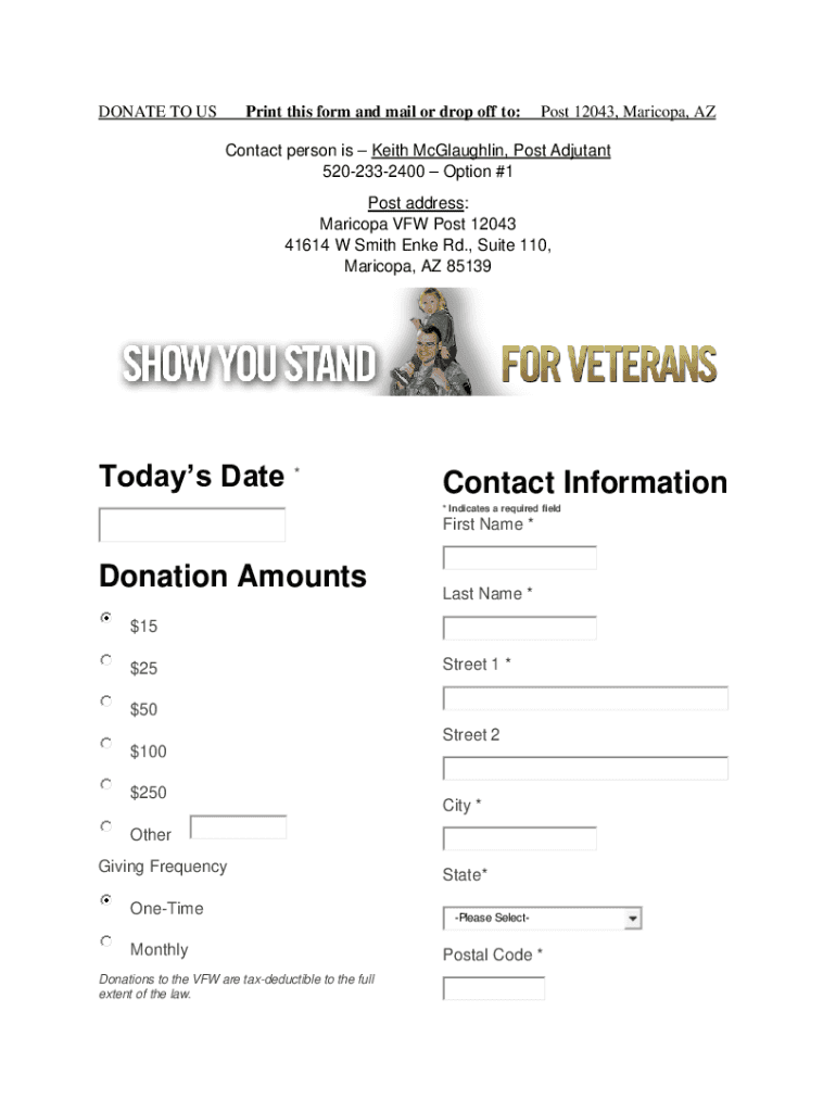 Fillable Online Today's Date * Donation Amounts Contact Information Fax Email Print - pdfFiller