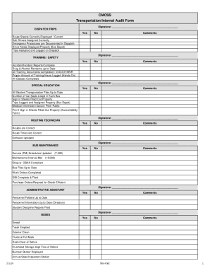 Fillable Online CMCSS Transportation Internal Audit Form Fax Email ...