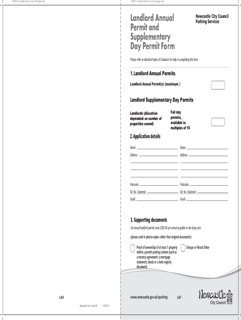 Fillable Online Landlord Annual Permit and Supplementary Day Permit ...