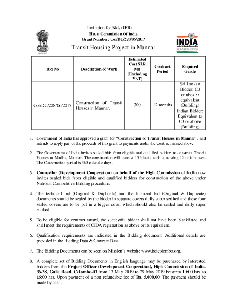 Fillable Online Transit Housing Project in Mannar Fax Email Print ...