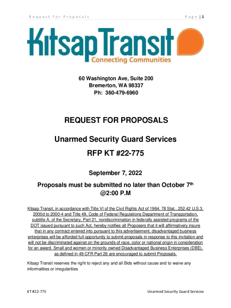 Fillable Online Request for Proposal (RFP)Armed Security Guards Fax ...