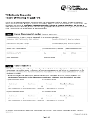 Fillable Online Tri-Continental Corporation Transfer of Ownership ...
