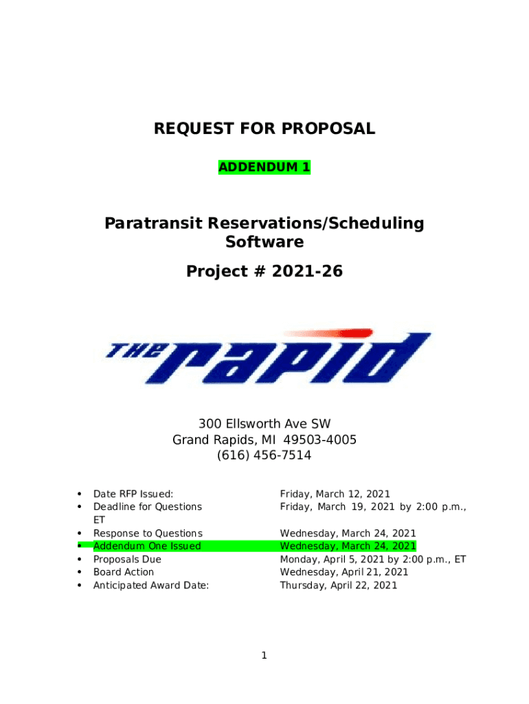 Request for Proposals Transit Integrated Reservation, ... Doc Template ...