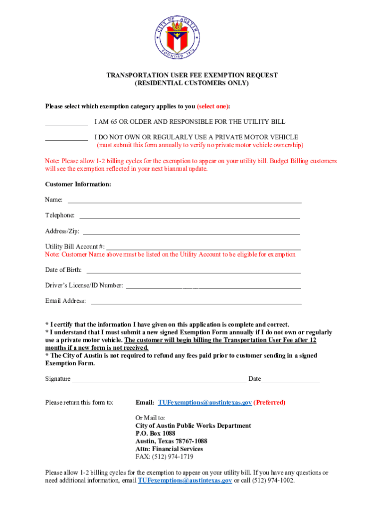 Fillable Online How do I apply for an exemption to the Transportation ...