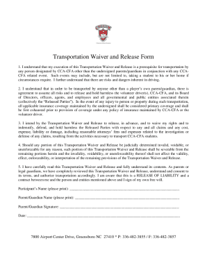 Fillable Online Transportation Waiver and Release of Liability Sample ...