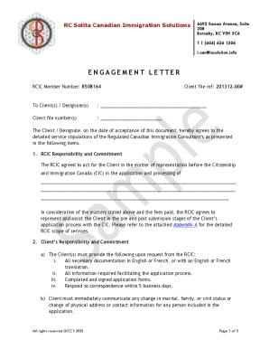 Fillable Online ENGAGEMENT LETTER Fax Email Print - pdfFiller