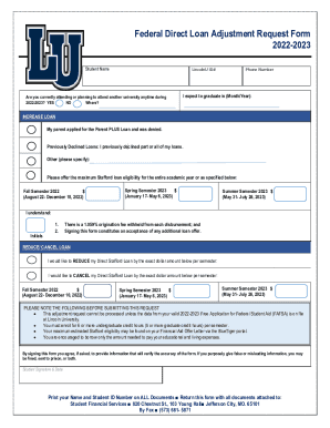 Fillable Online 2223 Federal Direct Loan Request and Adjustment Form Fax Email Print - pdfFiller