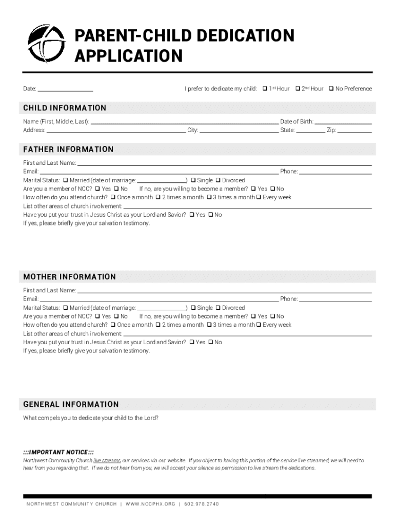 Fillable Online Child Dedication Registration Form - Squarespace Fax Email Print - pdfFiller