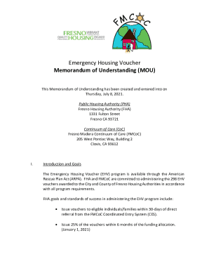 Fillable Online Emergency Housing Voucher Memorandum of Understanding ...