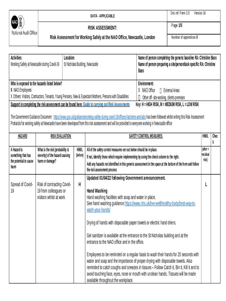 s 2.0 Risk Assessment Master.doc - National Audit Office Doc Template | pdfFiller