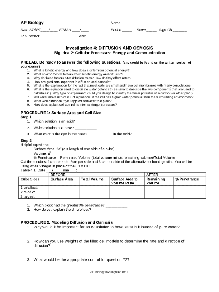 Investigation 4- Diffusion and Osmosis.doc - AP Biology Name... Doc Template | pdfFiller