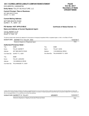 Fillable Online Articles of Organization for Florida Limited Liability ...