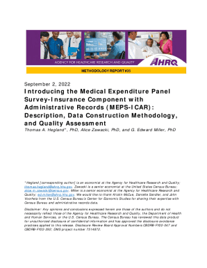 Fillable Online Introducing the Medical Expenditure Panel Survey-Insurance Component with ...