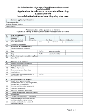 Animal boarding application Doc Template | pdfFiller