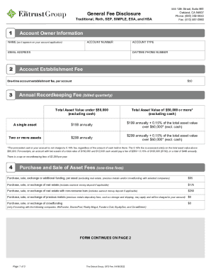 Fillable Online General Fee Disclosure Purchase and Sale of Asset Fees ...