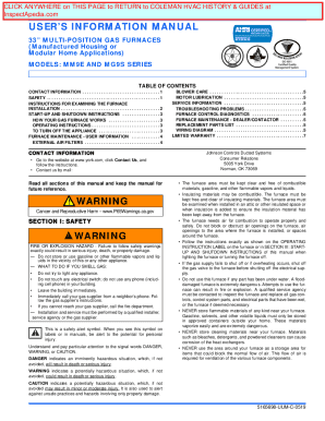 Fillable Online Coleman Evcon MM9E MG9S Gas Furnace User's Manual ...