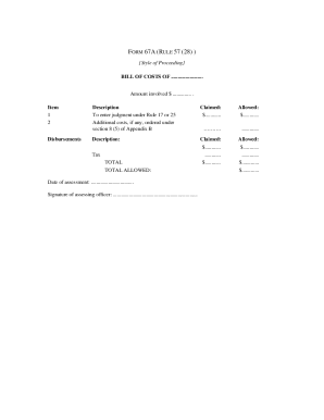 Fillable Online FORM 67A (RULE 57 (28) ). Supreme Court Rules, Form 67A ...