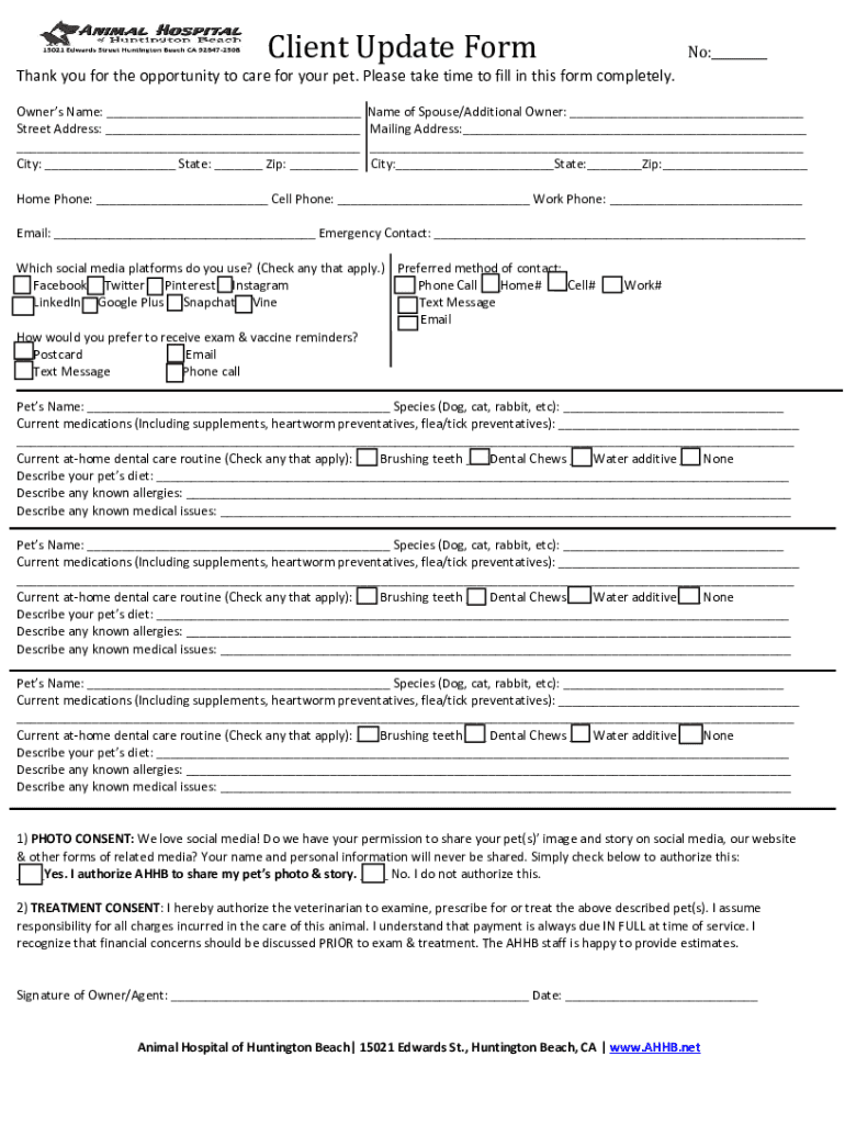 Fillable Online Client Update Form.docx Fax Email Print - pdfFiller