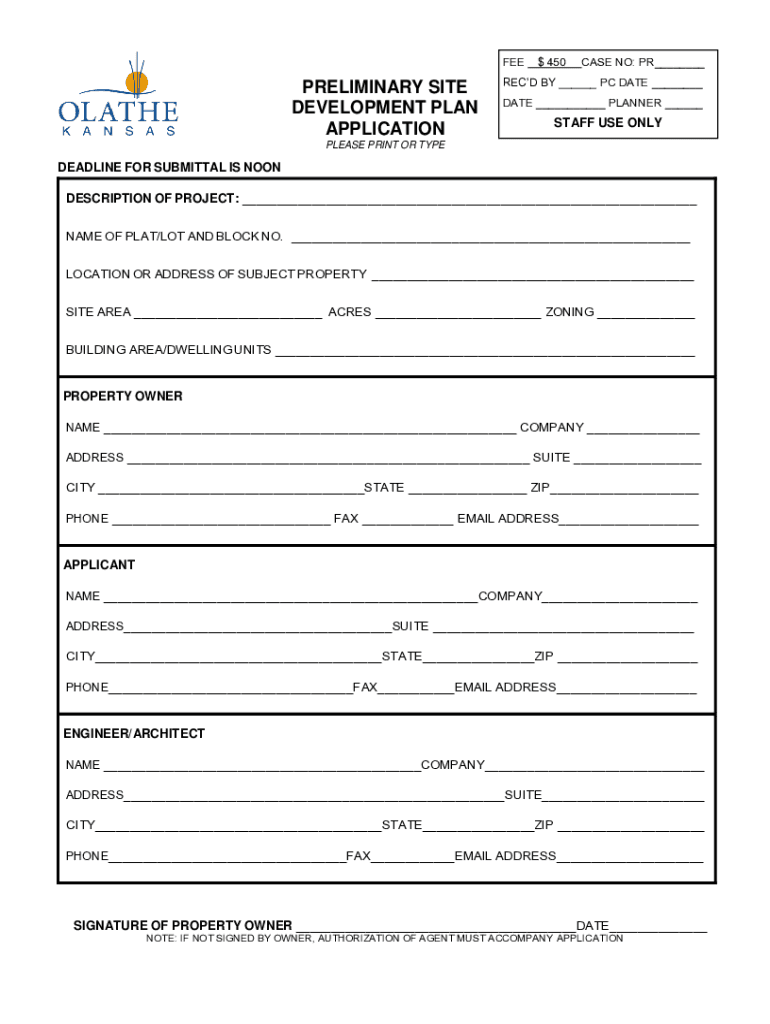 Fillable Online Preliminary Site Development Plan Application & Process ...