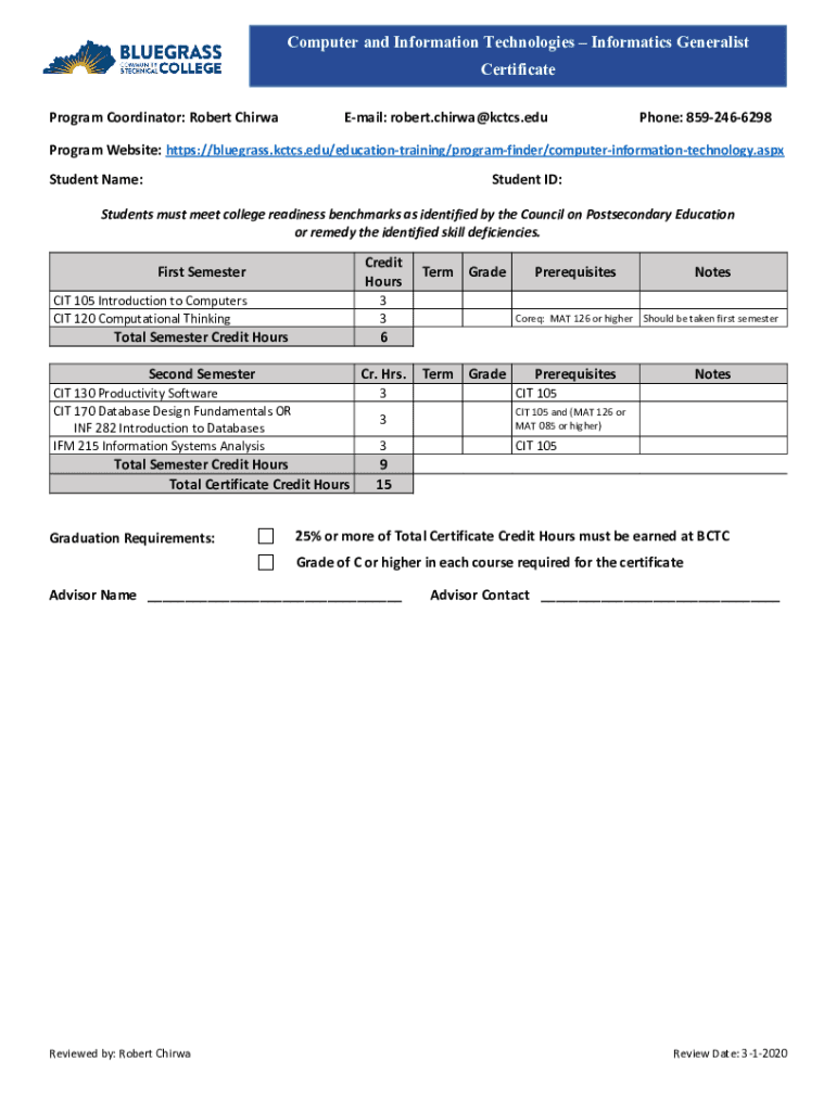 Fillable Online cit-certificate-informatics-generalist.docx Fax Email ...