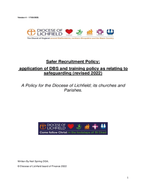 Fillable Online Safer Recruitment Policy; application of DBS and ...