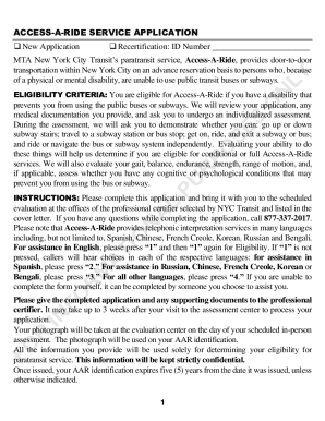 Fillable Online Access A Ride Application - Fill Online, Printable ...