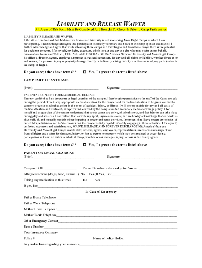 Fillable Online Band Leadership Camp Waiver Form - Howard Payne University Fax Email Print ...