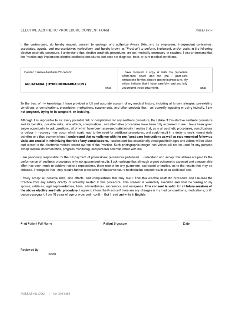 Fillable Online Esthetic Client Consent Form - Health at Hand Golden ...
