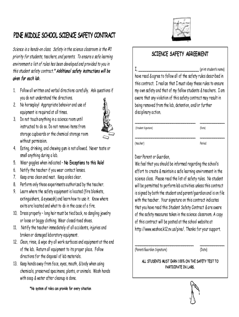 Fillable Online FCPS Middle School Science Safety Agreement Fax Email ...