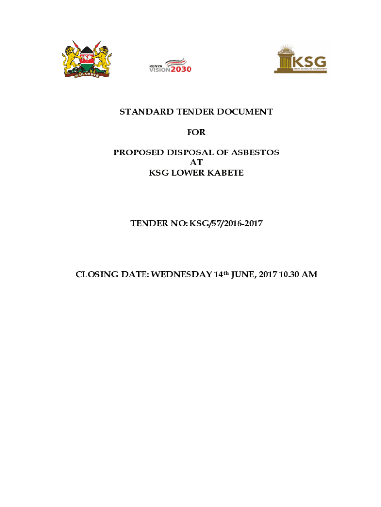 Fillable Online STANDARD TENDER DOCUMENT FOR PROPOSED DISPOSAL ... Fax ...