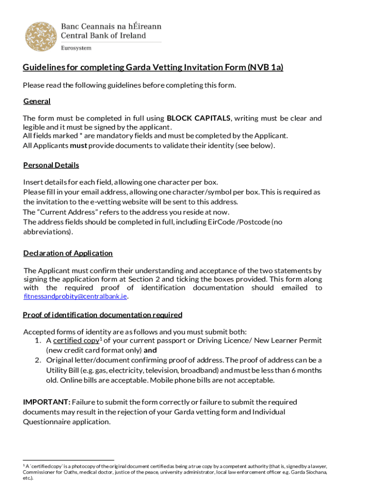 Fillable Online National Vetting Bureau Application Form 1 (NVB1) - TU ...